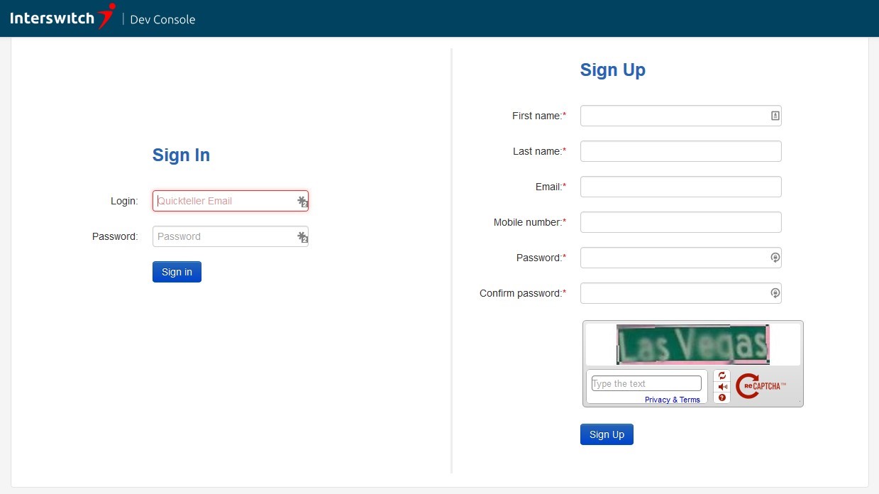 Developer Console Configurations | Interswitch DocBase